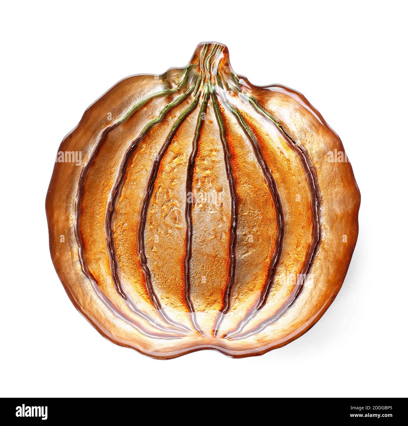 Beautiful plate in shape of pumpkin on white background Stock Photo - Alamy