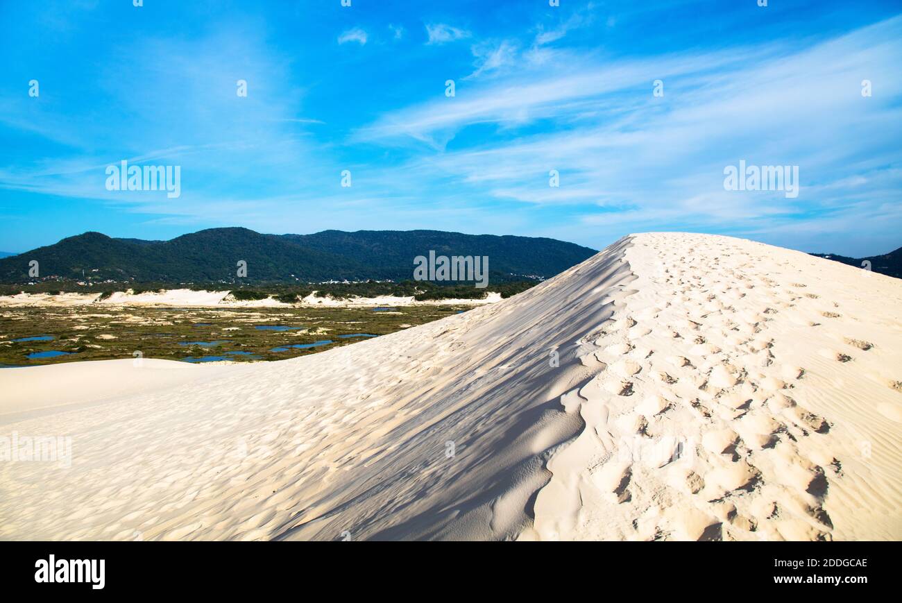 A beautiful landscape with sand dunes under a bright sky Stock Photo ...