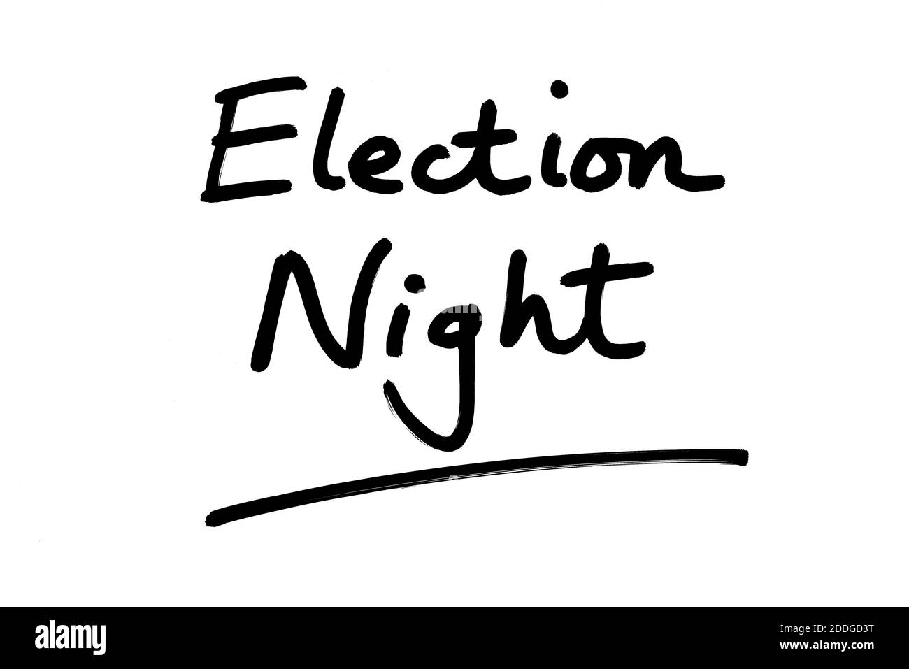 Election Night handwritten on a white background Stock Photo - Alamy