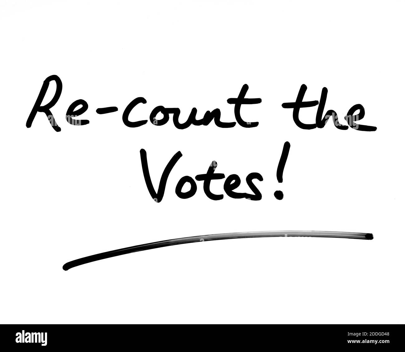 Re-count the Votes! handwritten on a white background Stock Photo - Alamy