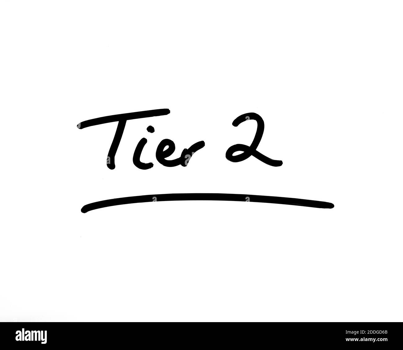 Tier 2 handwritten on a white background Stock Photo - Alamy