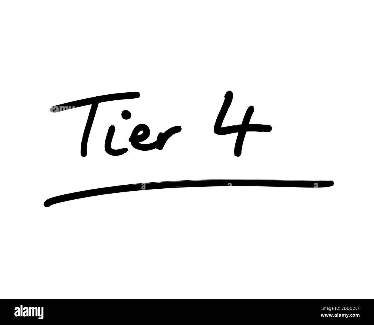 Tier 4 handwritten on a white background Stock Photo - Alamy