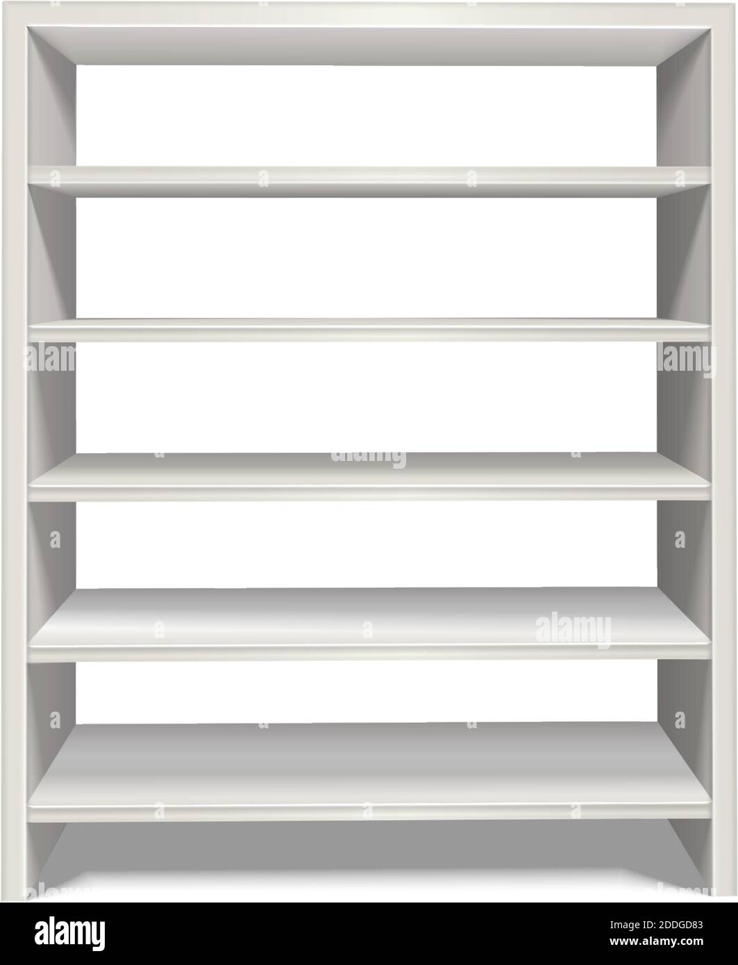3d realistic vector shelf stand in white color from front view ...