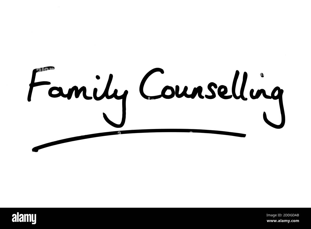 Family Counselling handwritten on a white background Stock Photo - Alamy