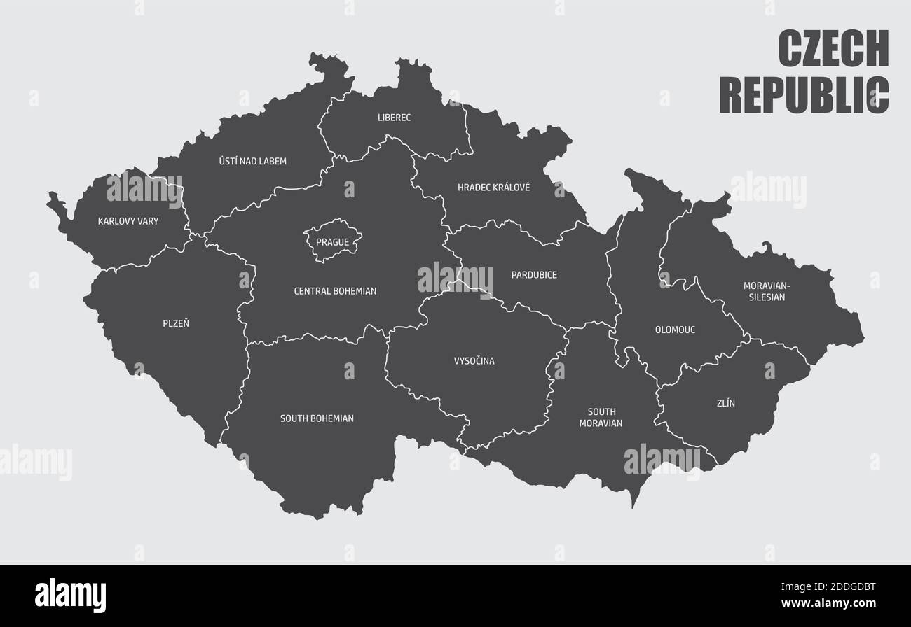 Czech Republic regions map Stock Vector Image & Art - Alamy