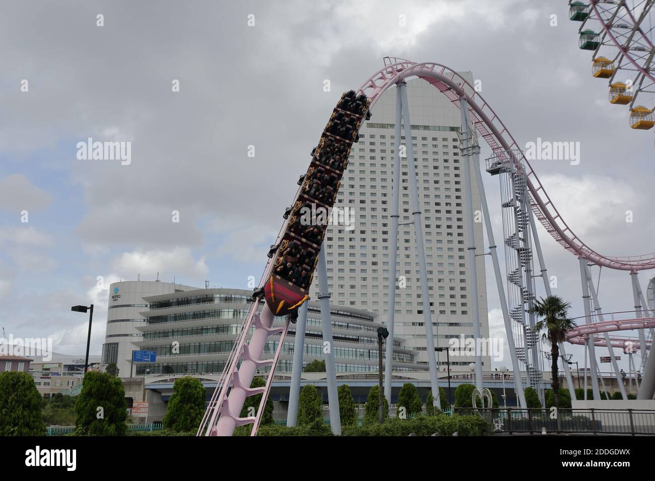 An exciting and famous roller coaster in Yokohama, Japan Stock Photo ...