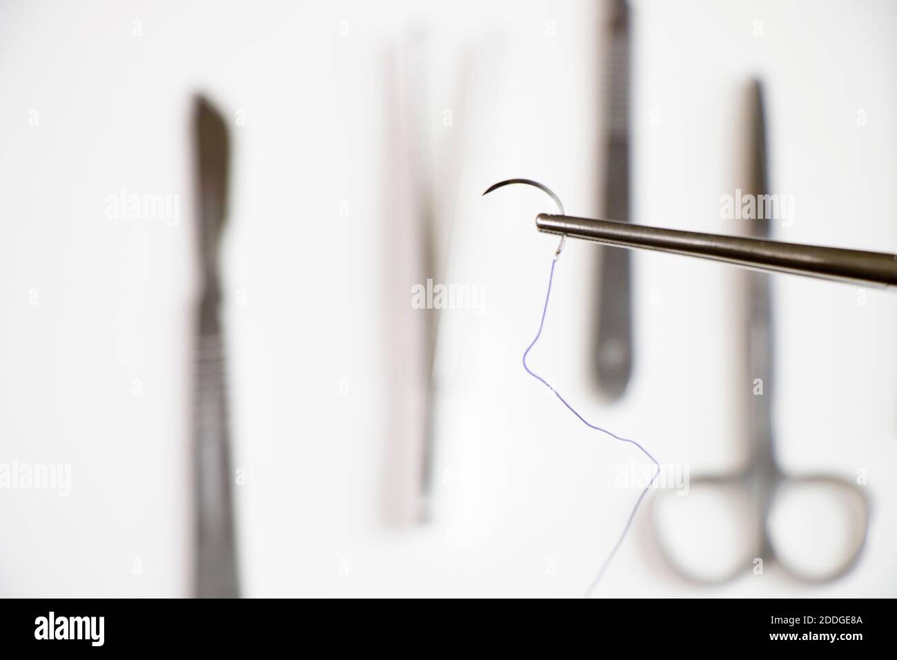 Surgery operation equipment, knife, needle and suture. Studio shoot on ...