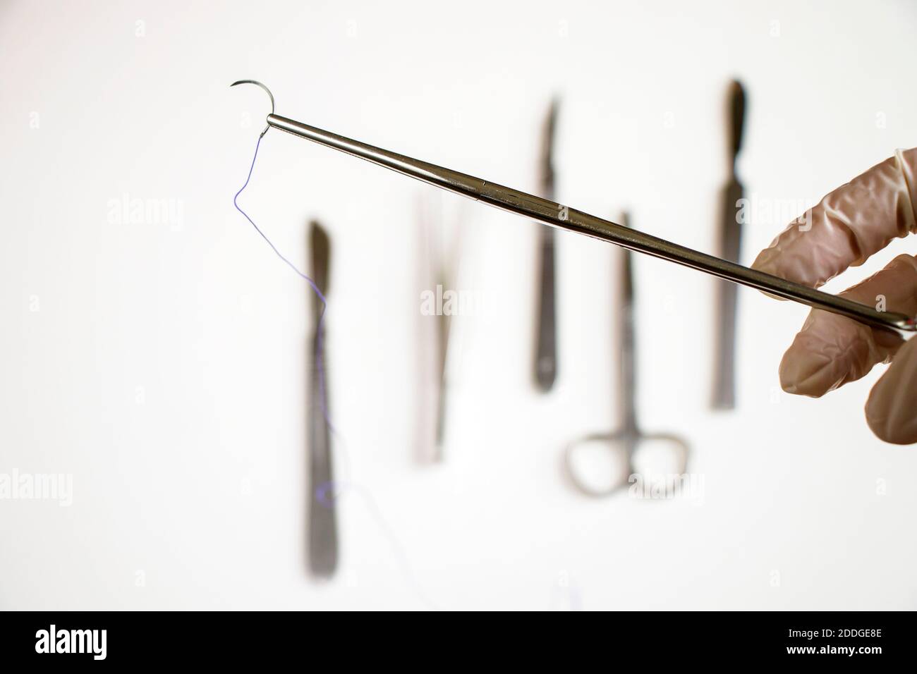 Surgery operation equipment, knife, needle and suture. Studio shoot on ...