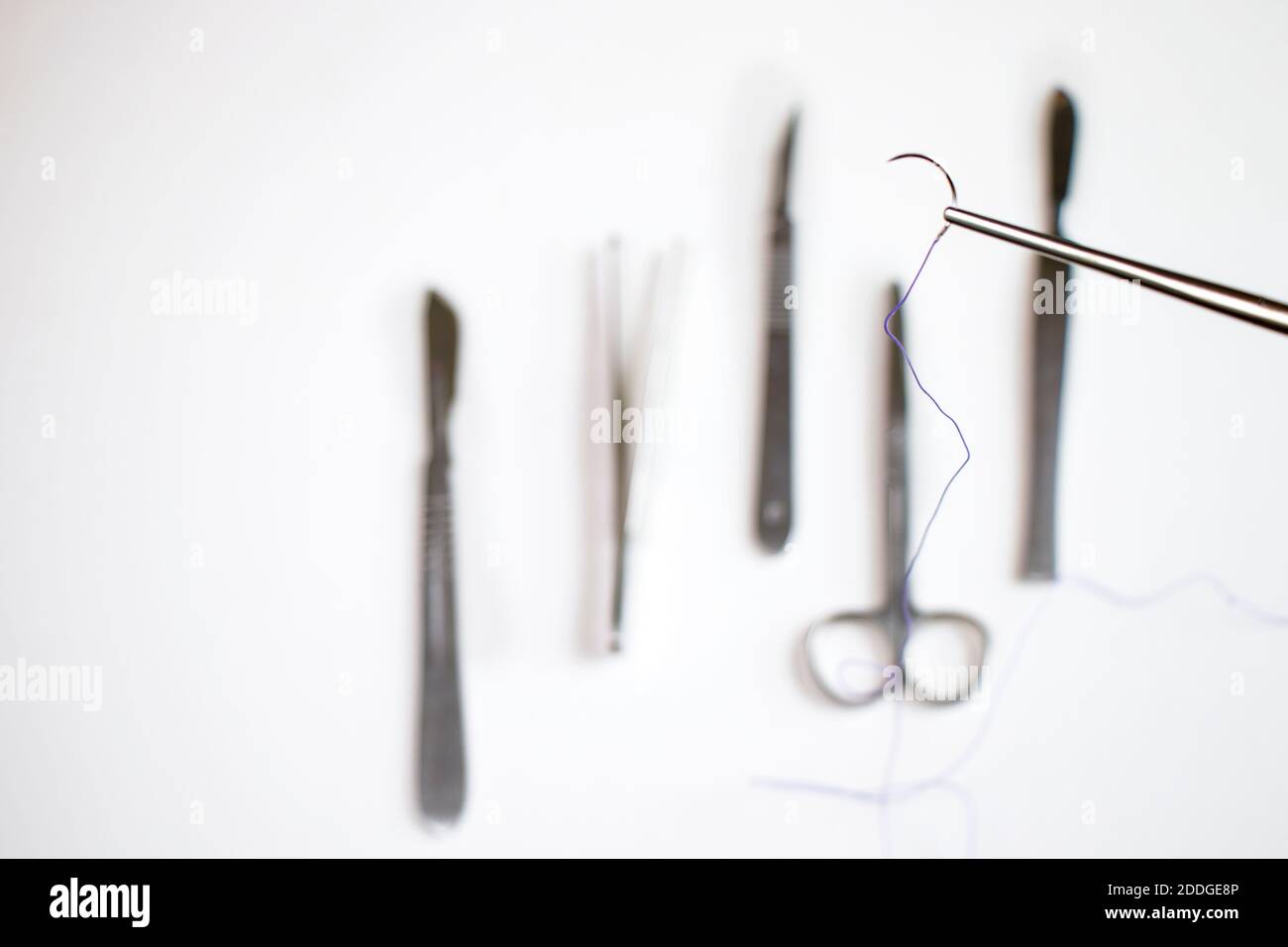 Surgery operation equipment, knife, needle and suture. Studio shoot on ...