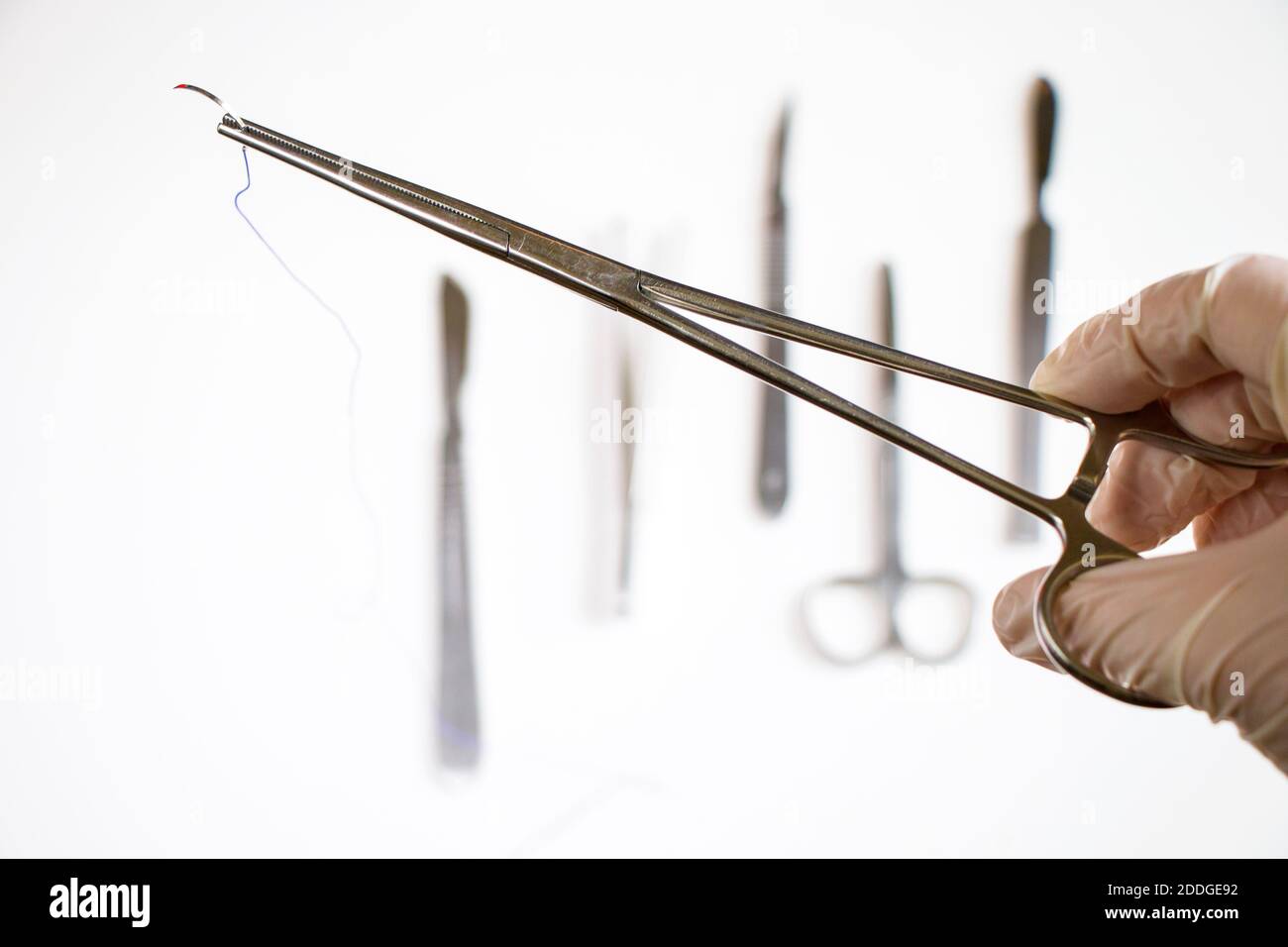 Surgery operation equipment, knife, needle and suture. Studio shoot on ...
