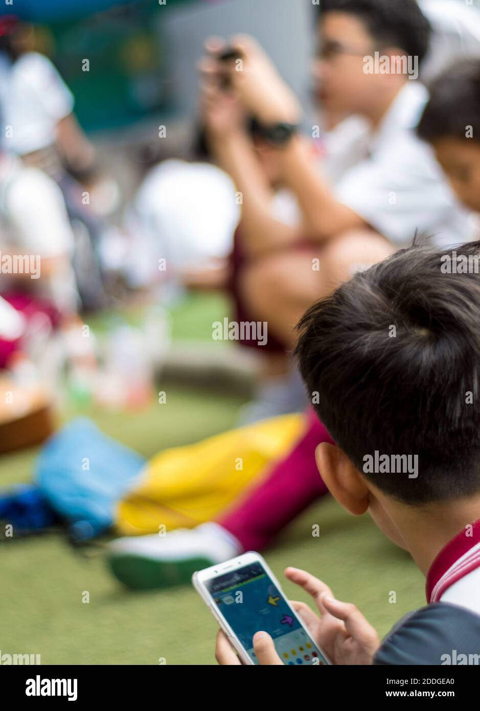 BANGKOK THAILAND - April 19, 2018, Many Serious children playing on a ...