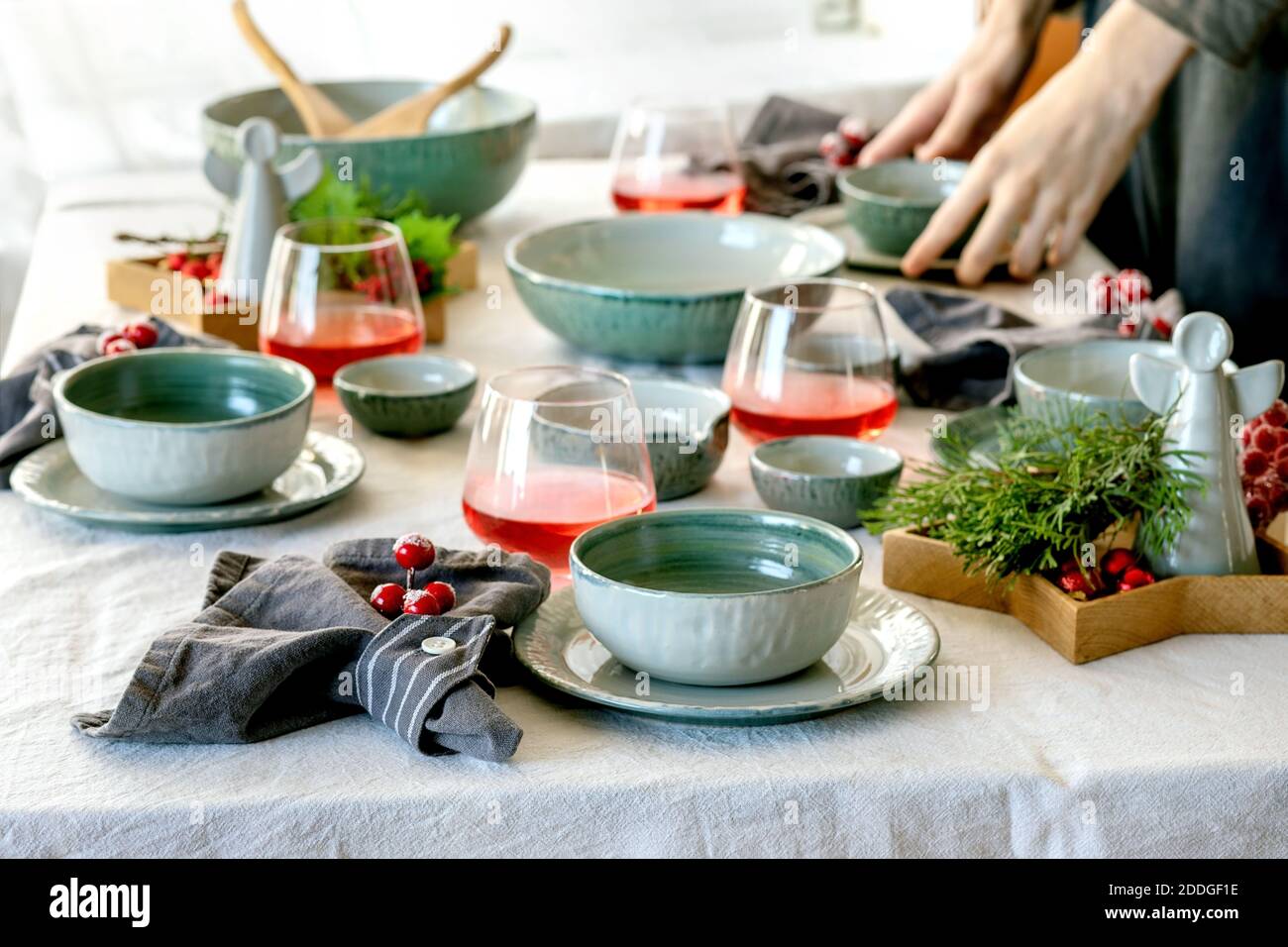 Christmas table setting with ceramic tableware Stock Photo - Alamy Christmas table setting with ceramic tableware Stock Photo - Alamy