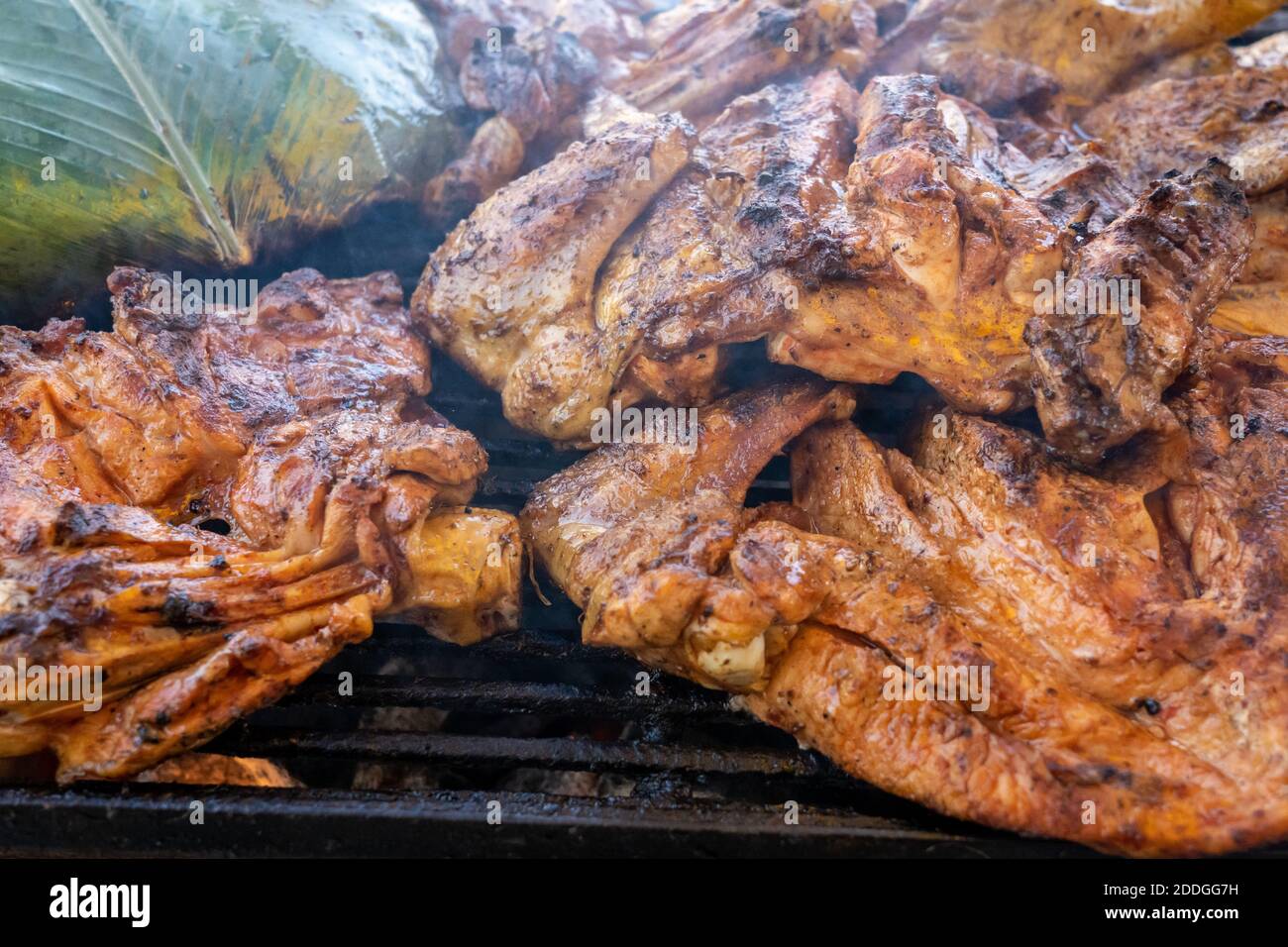 Typical Peruvian Meal of Grilled Chicken & Yuca along with steamed fish ...