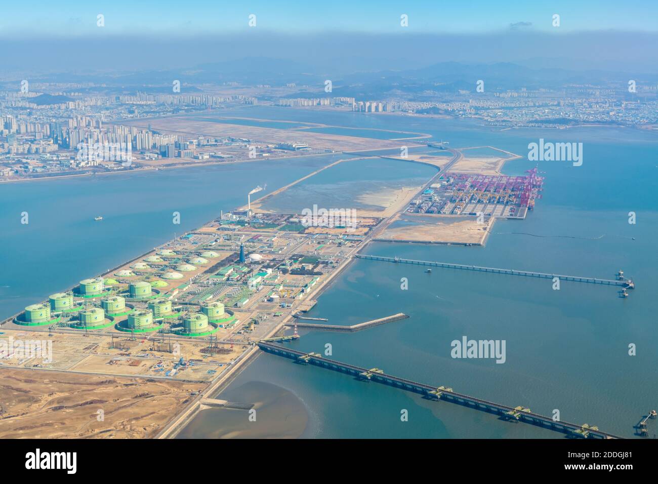 Aerial View of Incheon City from a window of aeroplane Stock Photo - Alamy