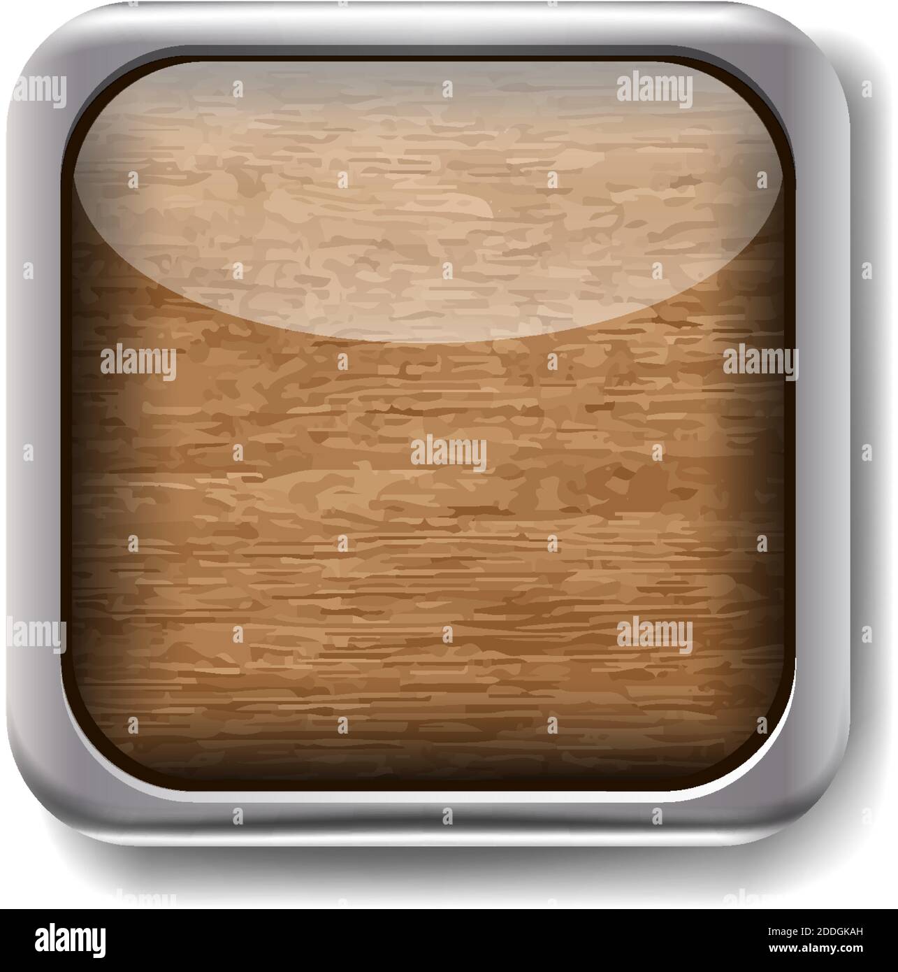 Vector 3d realistic app button. Icon in wood texture with metal border ...