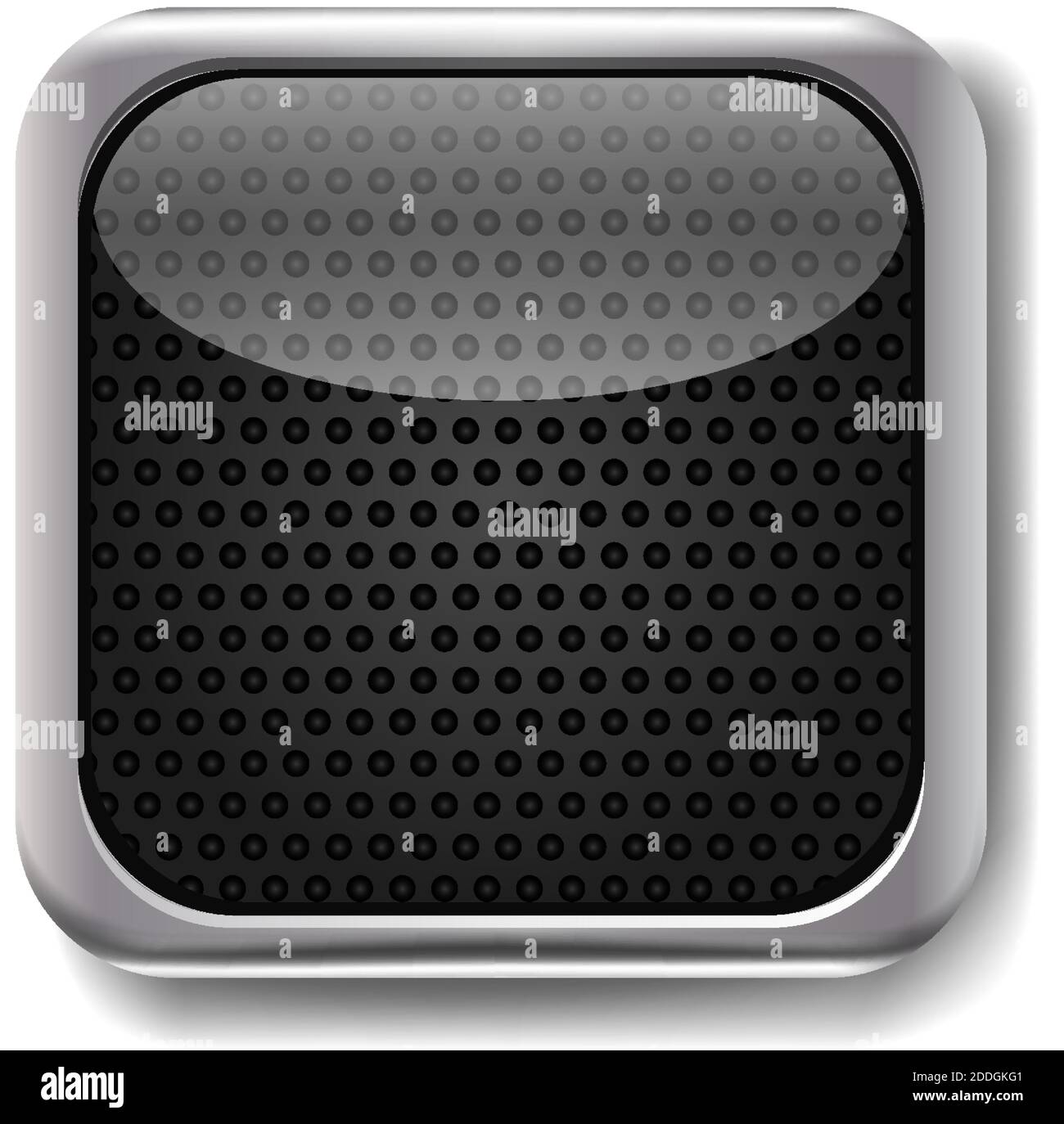 Vector 3d realistic app button. Icon in black texture with metal border ...