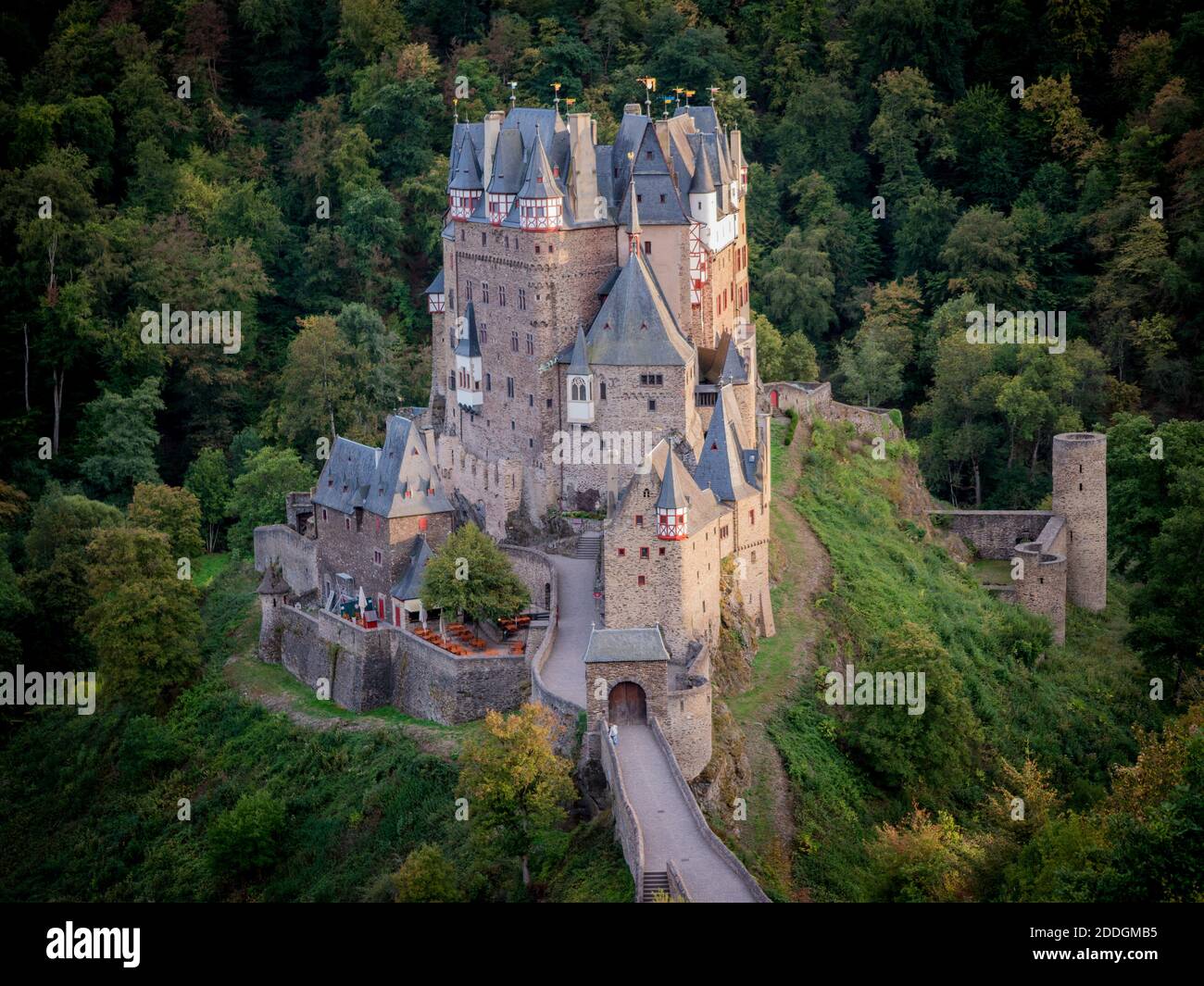 An aerial shot of the Eltz Castle, Wierschem Germany Stock Photo - Alamy