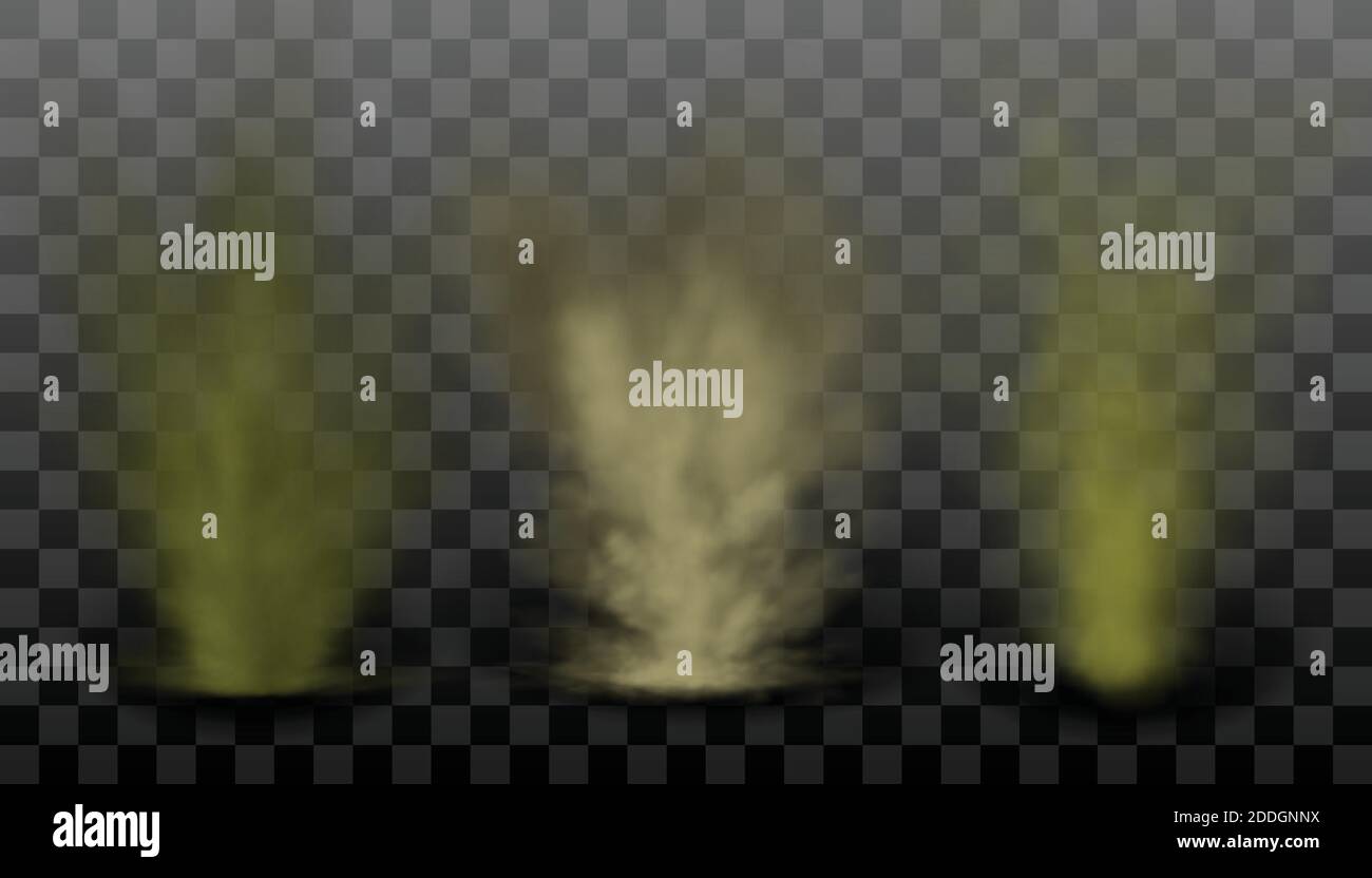 Vector realistic collection of dust and smog or fog sprays on ...