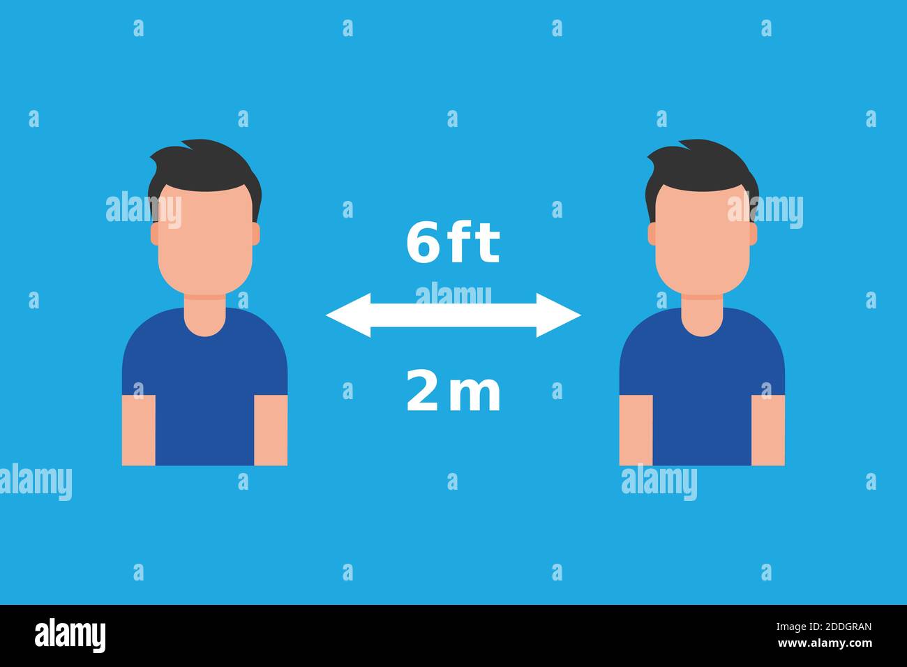 Keep your distance at least 2meters or 6 feet. Two young men in T ...