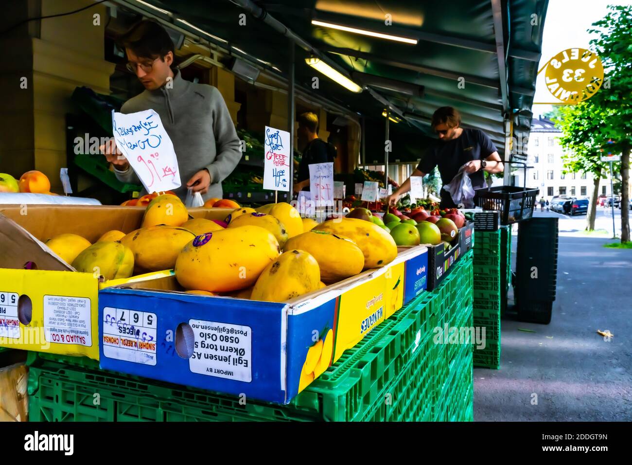 Oslo, Norway - Sep. 6th 2020: People shopping fruits and vegetables at ...