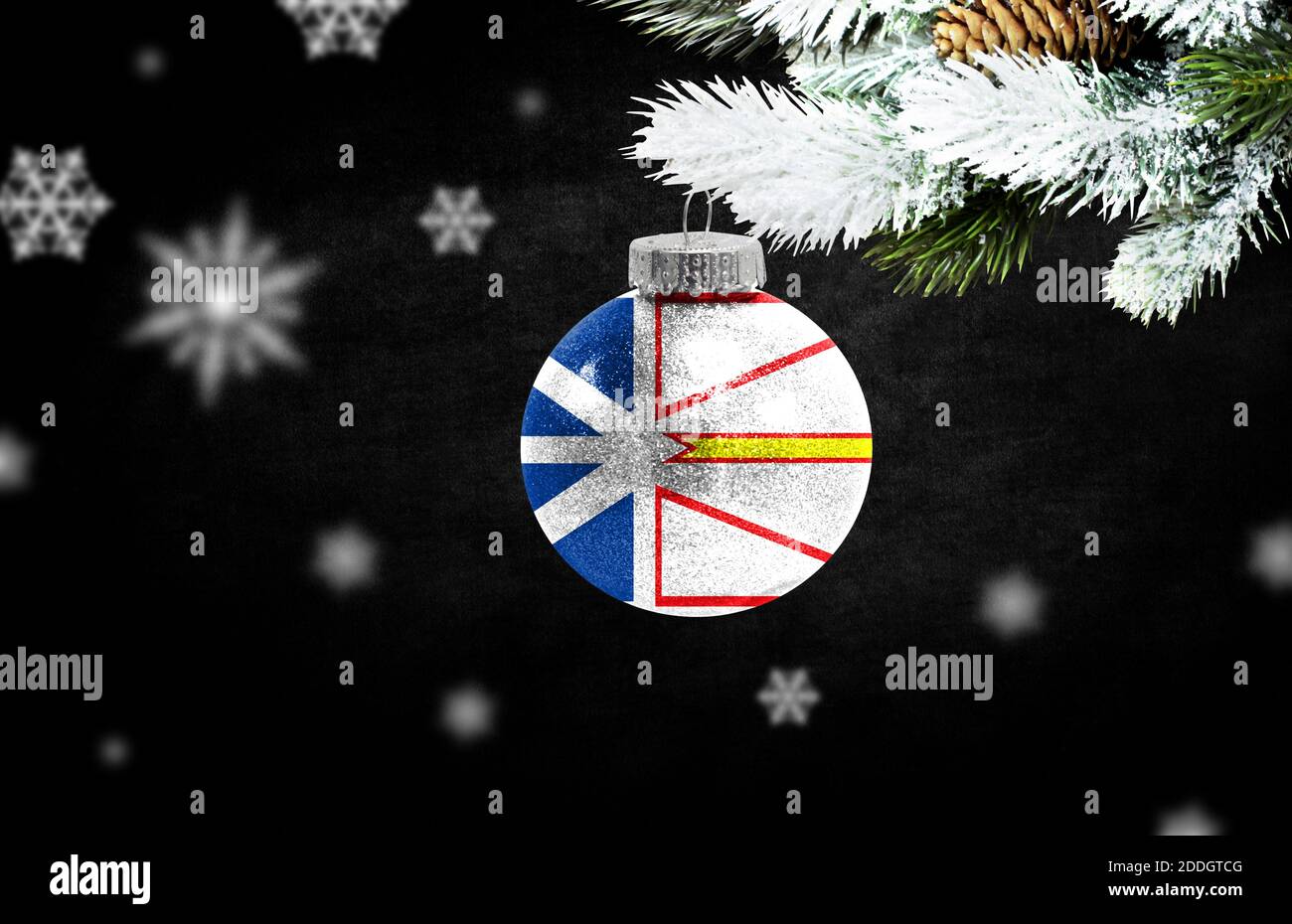 Happy new Year 2021, flag of Newfoundland and Labrador on a christmas ...