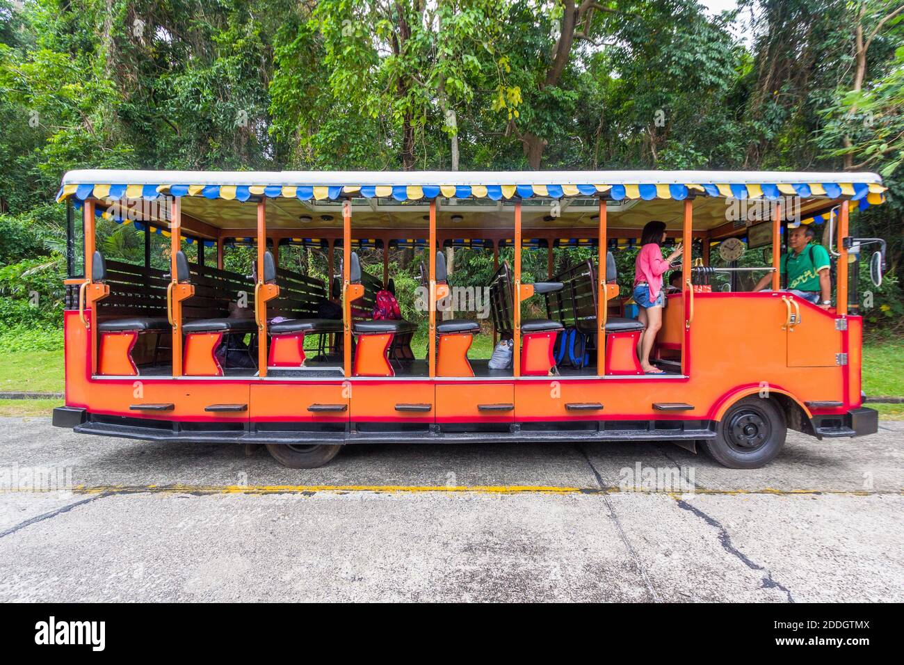 A tourist tram used for tours in Corregidor Island, Philippines Stock ...