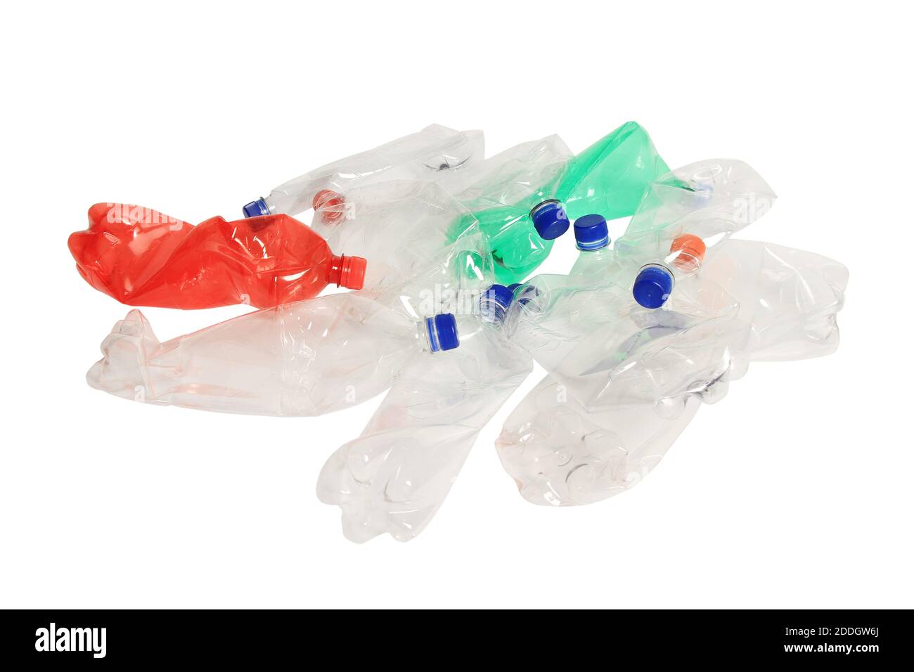 A pile of old plastic bottles isolated on a white background Stock ...