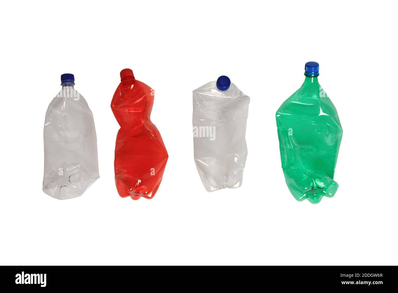 A pile of old plastic bottles isolated on a white background Stock ...