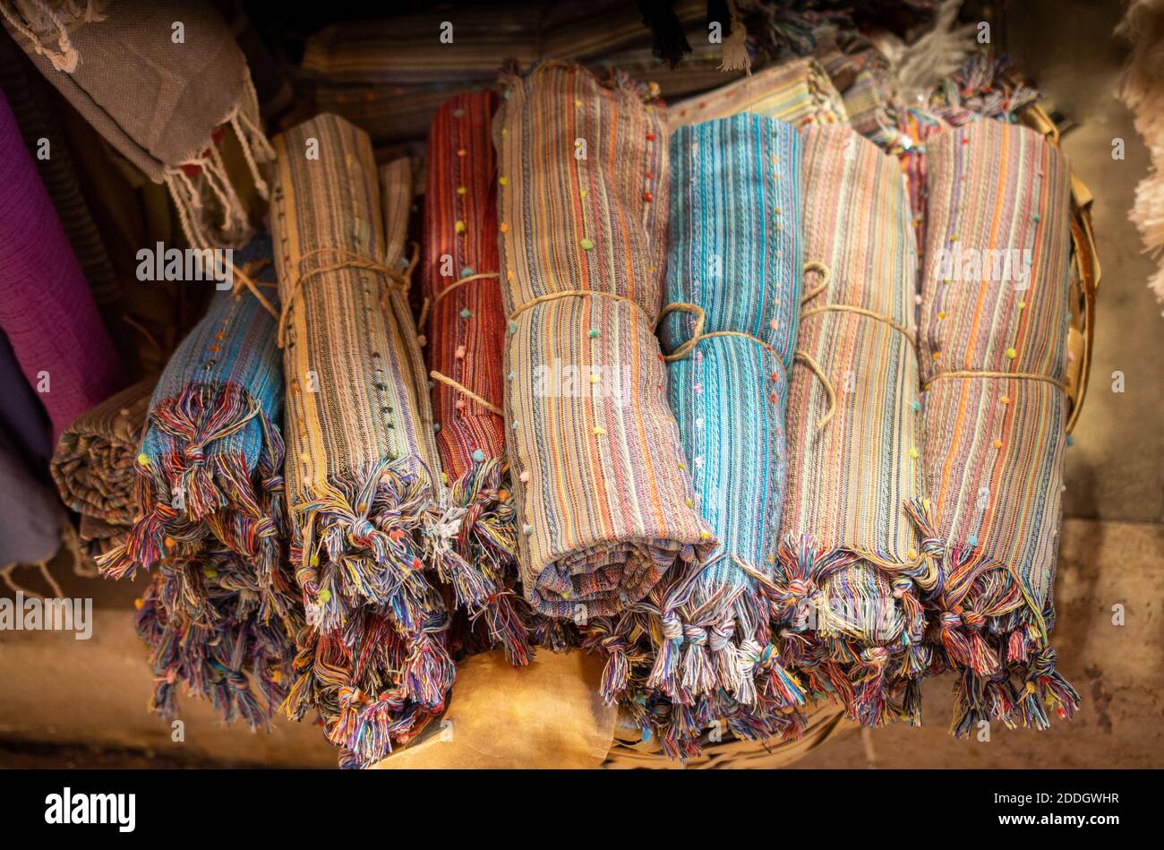 Examples of colorful fabric of various color and type Stock Photo - Alamy