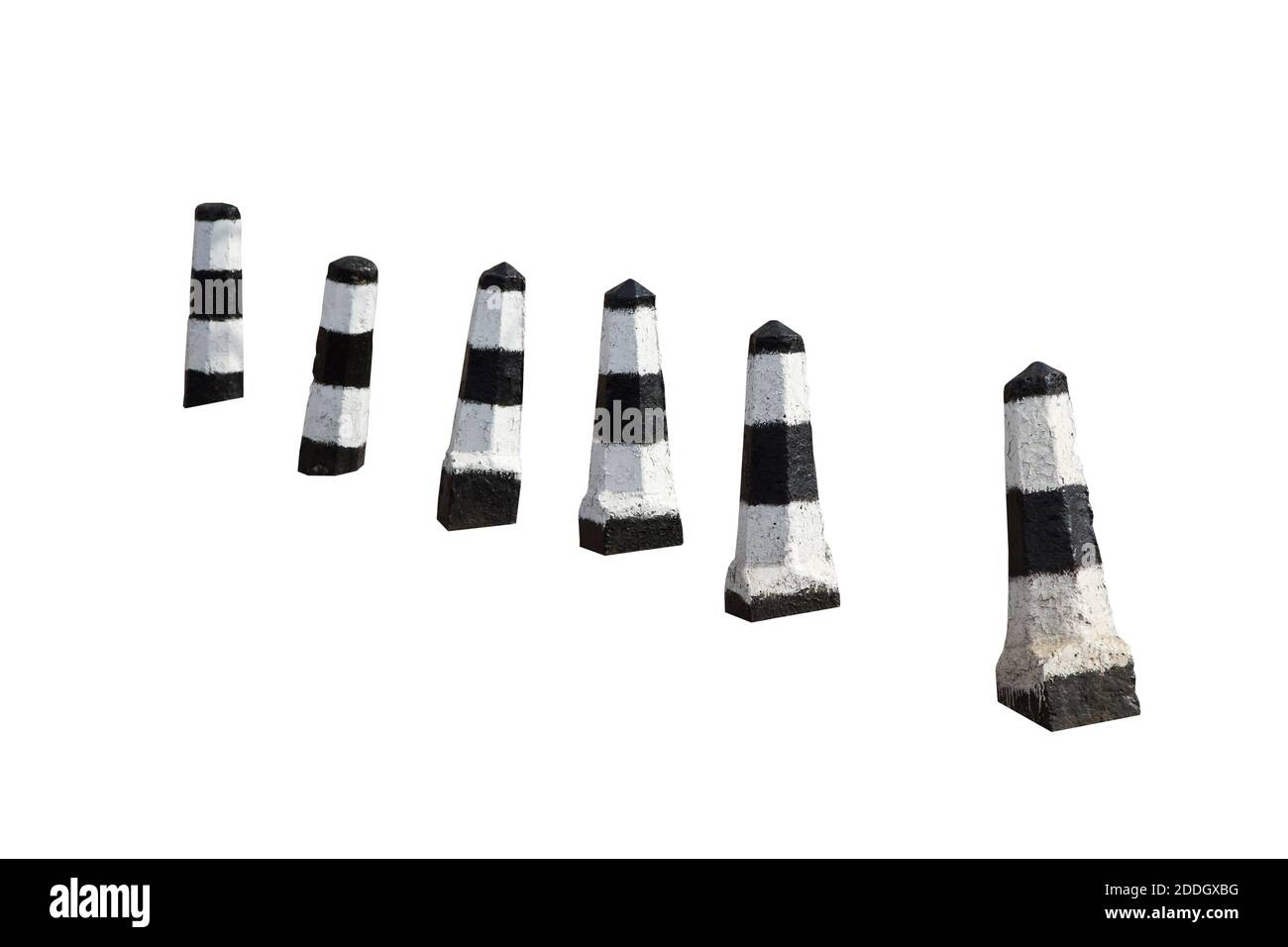A row of milestones isolated on white background Stock Photo - Alamy