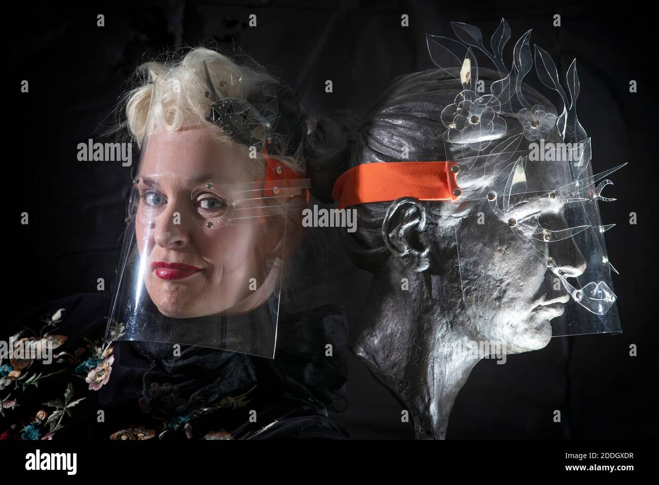 Artist Boo Paterson, from Fife, models some of the bespoke protective ...