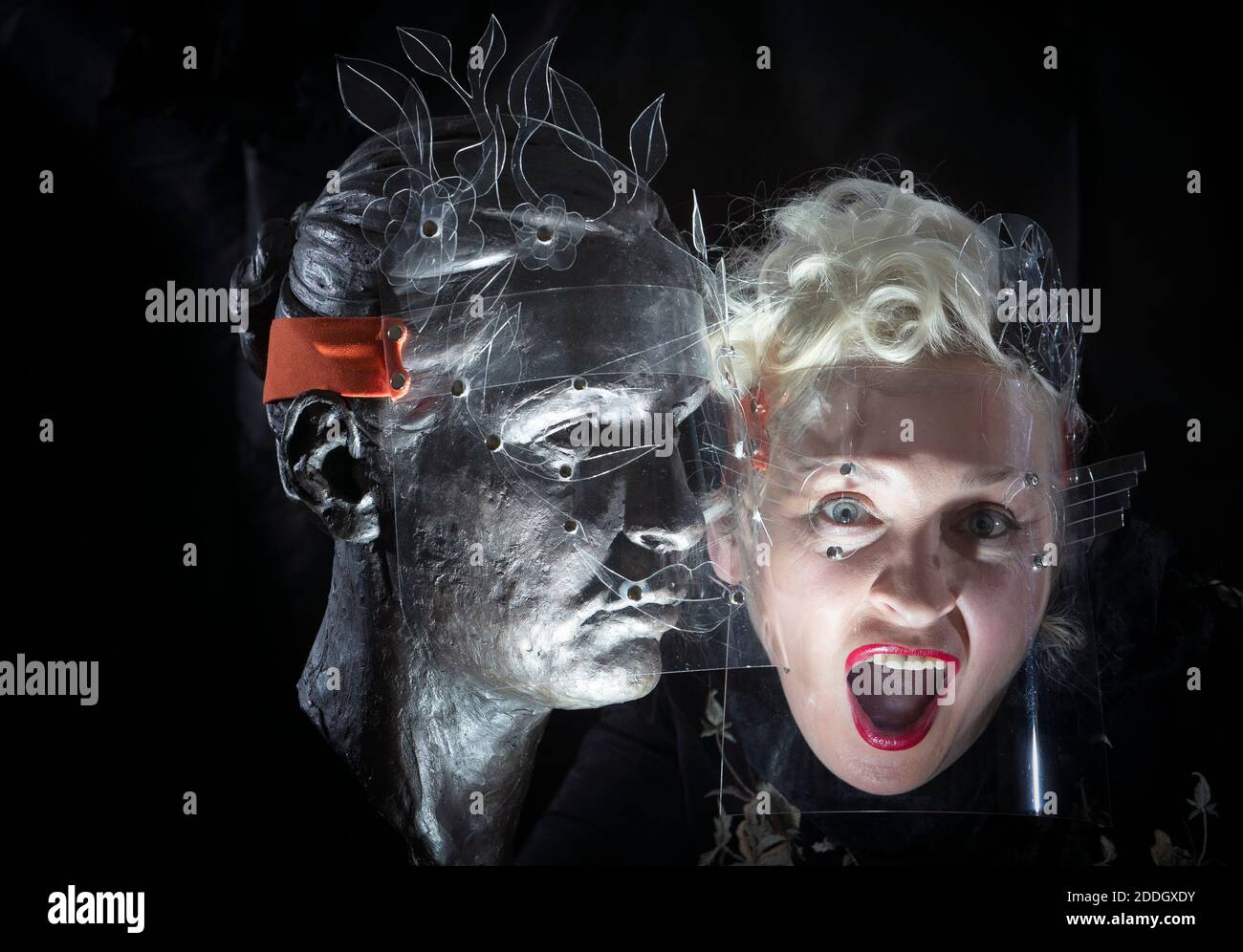 Artist Boo Paterson, from Fife, models some of the bespoke protective ...