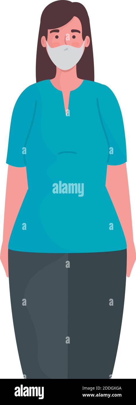 woman wearing medical mask character, in white background Stock Vector ...