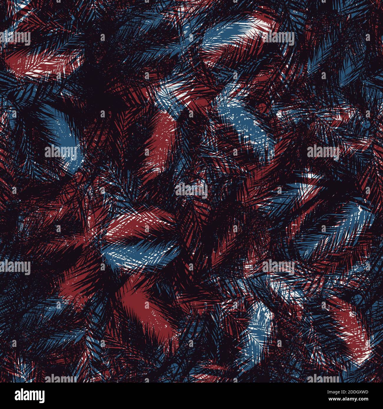 Seamless tropical pattern in red blue black white Stock Photo - Alamy