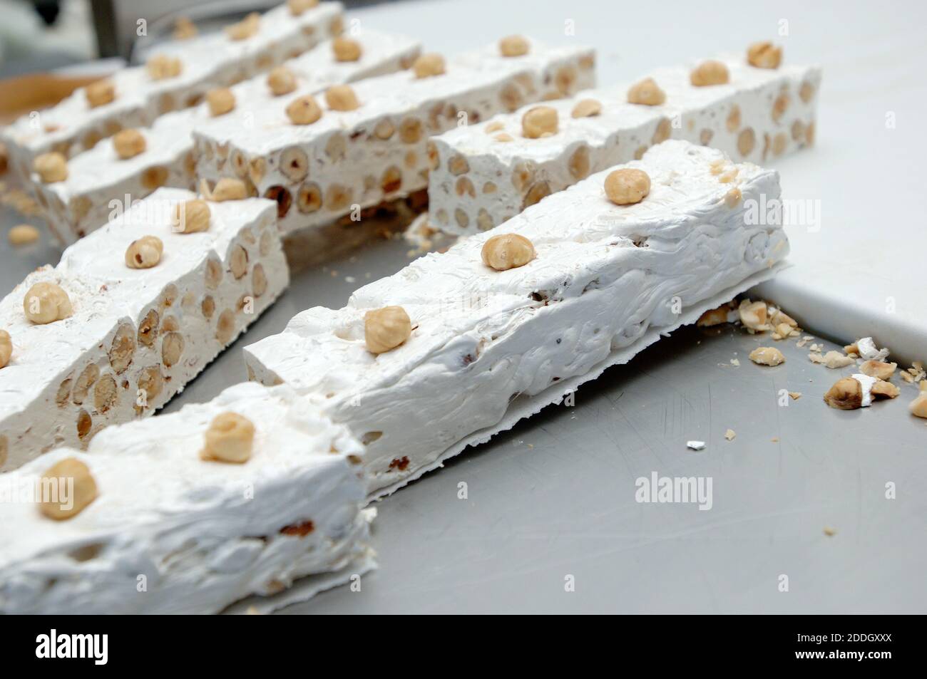 artisanal soft nougat factory of Tonara in the Sardinia region of Italy ...