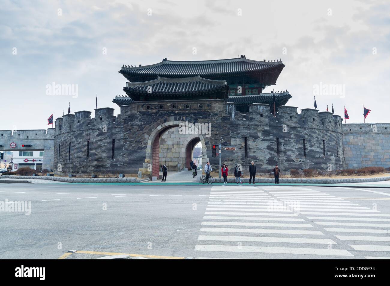 Janganmun Gate, Korea traditional landmark in the city of Suwon of ...