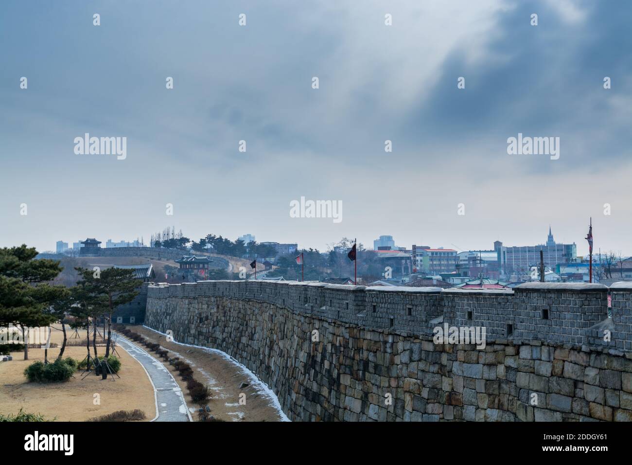 Wall of Hwaseong Fortress , Korea traditional landmark in the city of ...