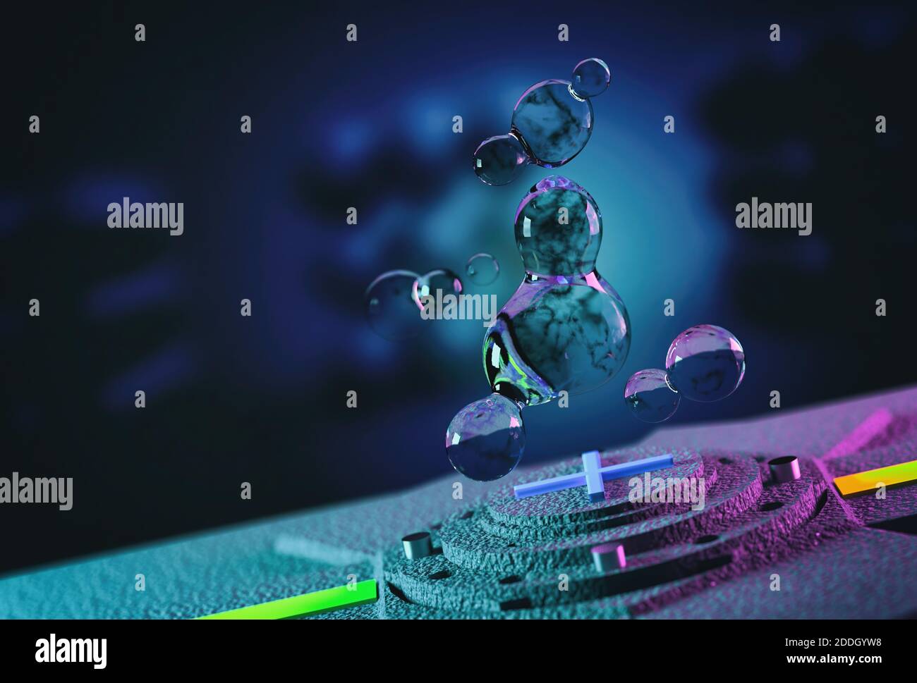 3d illustration showing the concept of antigravity field, no gravity ...