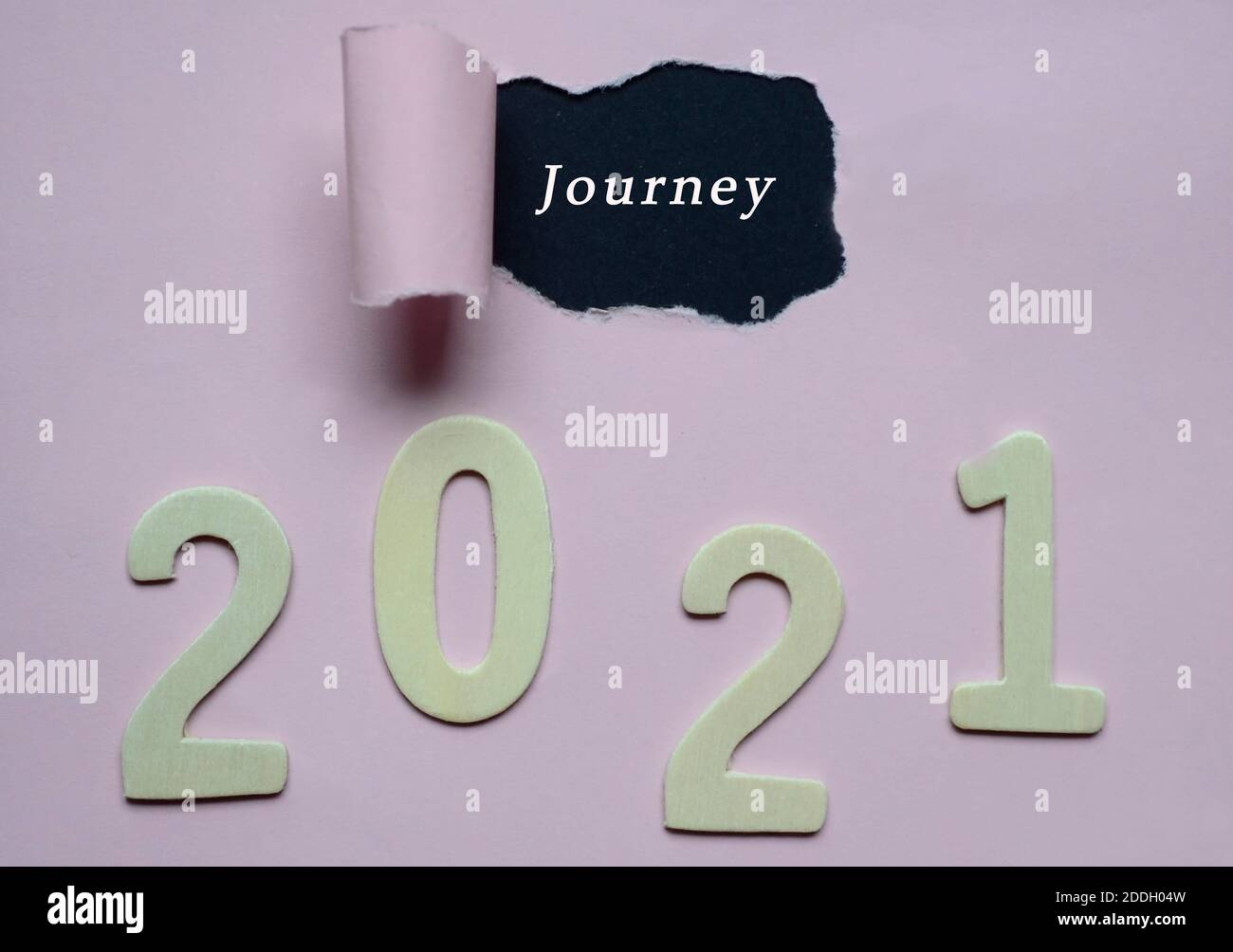 Journey word on torn paper with Year 2021 background. Happy New Year ...