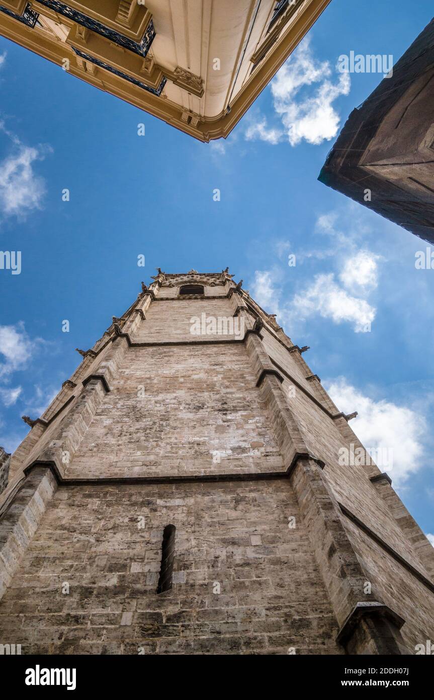 A low angle shot of a cathedral under a cloudy sky in Valencia, Spain ...