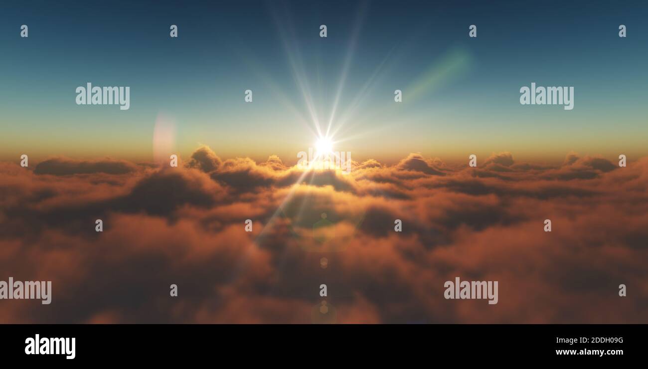 heaven, sunset over the clouds, 3d render illustration Stock Photo - Alamy