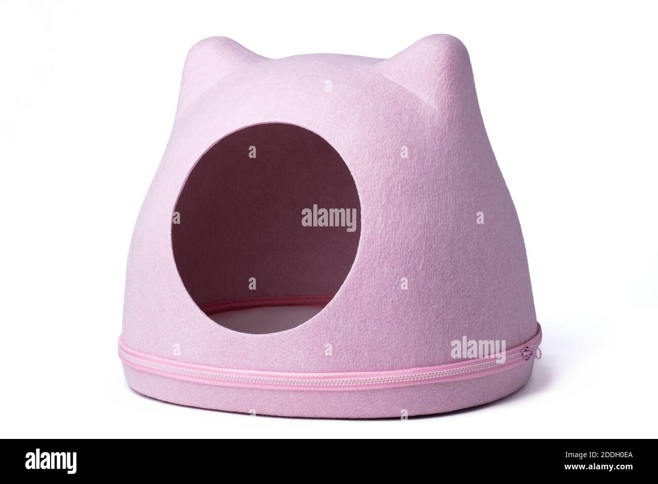 Pink cat's house isolated on white background Stock Photo - Alamy