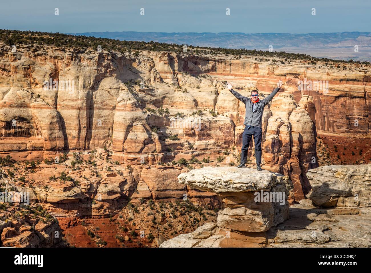Man standing on a rock at the Cold Shivers Overlook, Colorado Stock ...