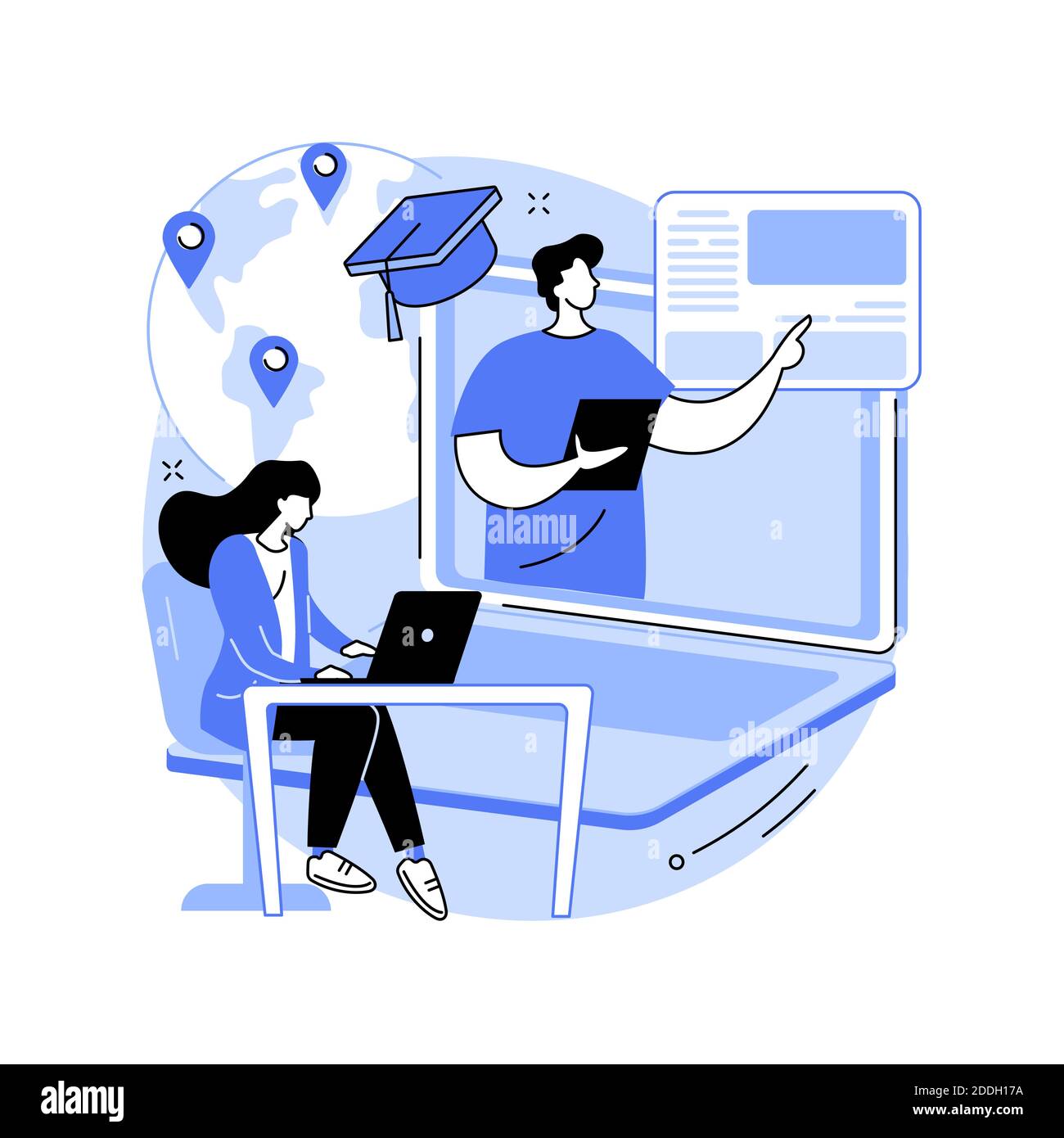 Global online education abstract concept vector illustration Stock ...