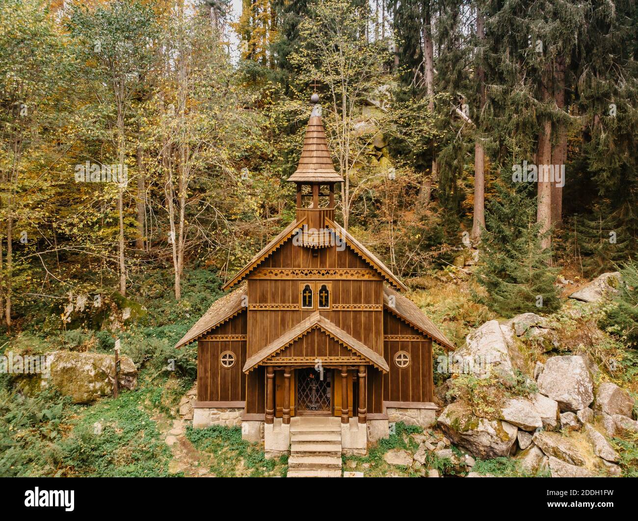 Wooden pilgrimage rural Chapel of Virgin Mary, CZ: Stozecka kaple and ...