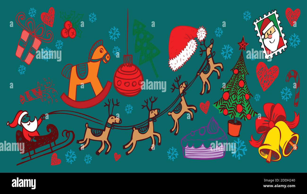 Funny cartoon Santa, Cristmas tree, elf, snowman and cookies make DAB ...