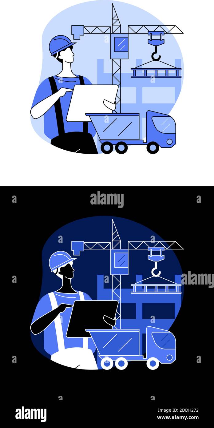 Modern construction machinery abstract concept vector illustration ...