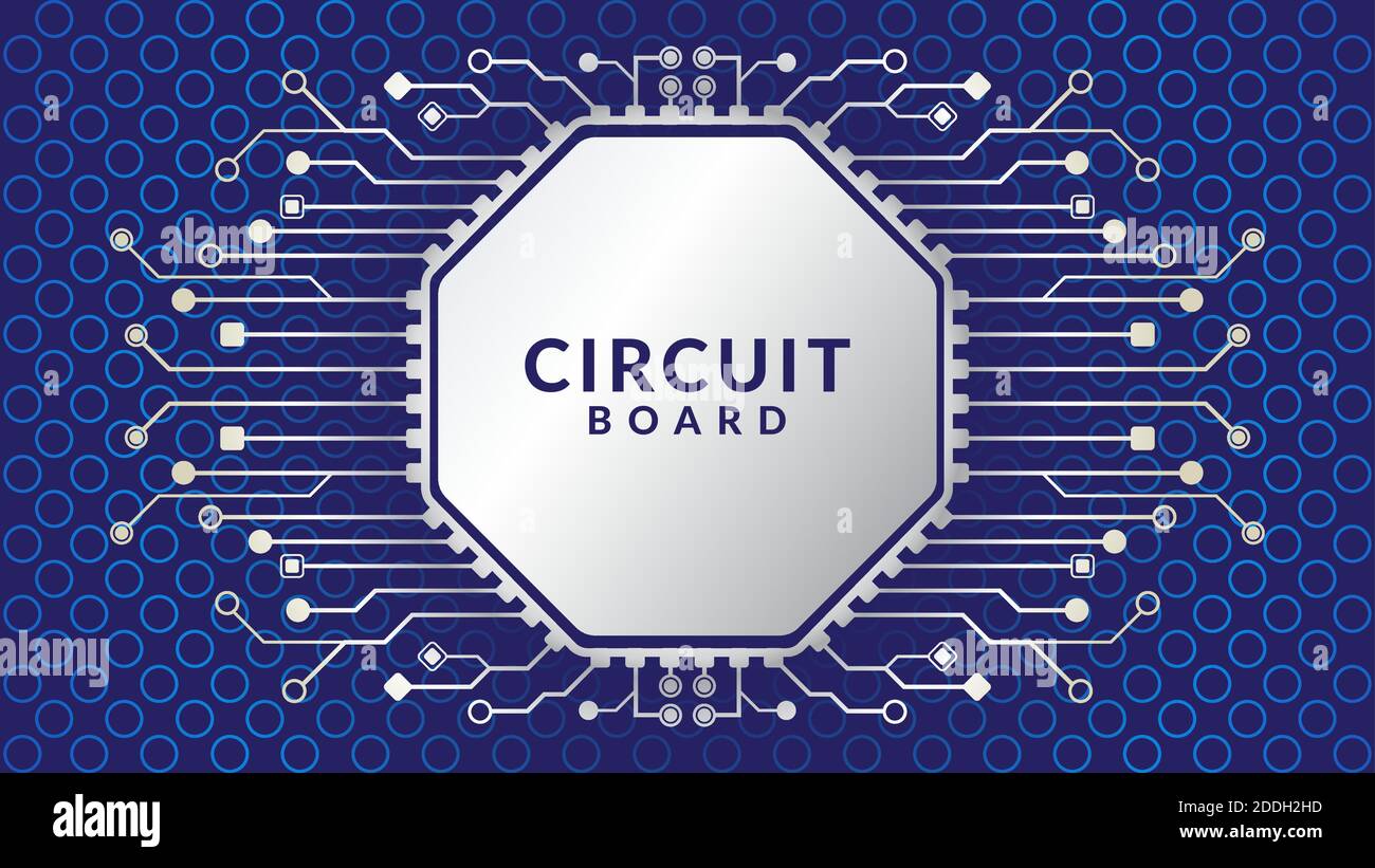Octagonal microchip processor with circle ring texture on the blue ...