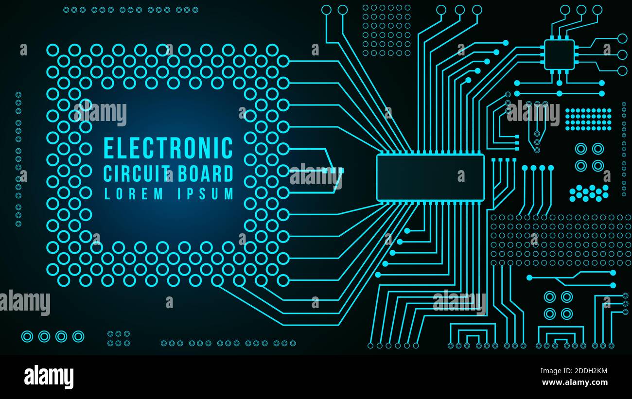 Circuit board. Blue abstract technology background. Motherboard vector ...