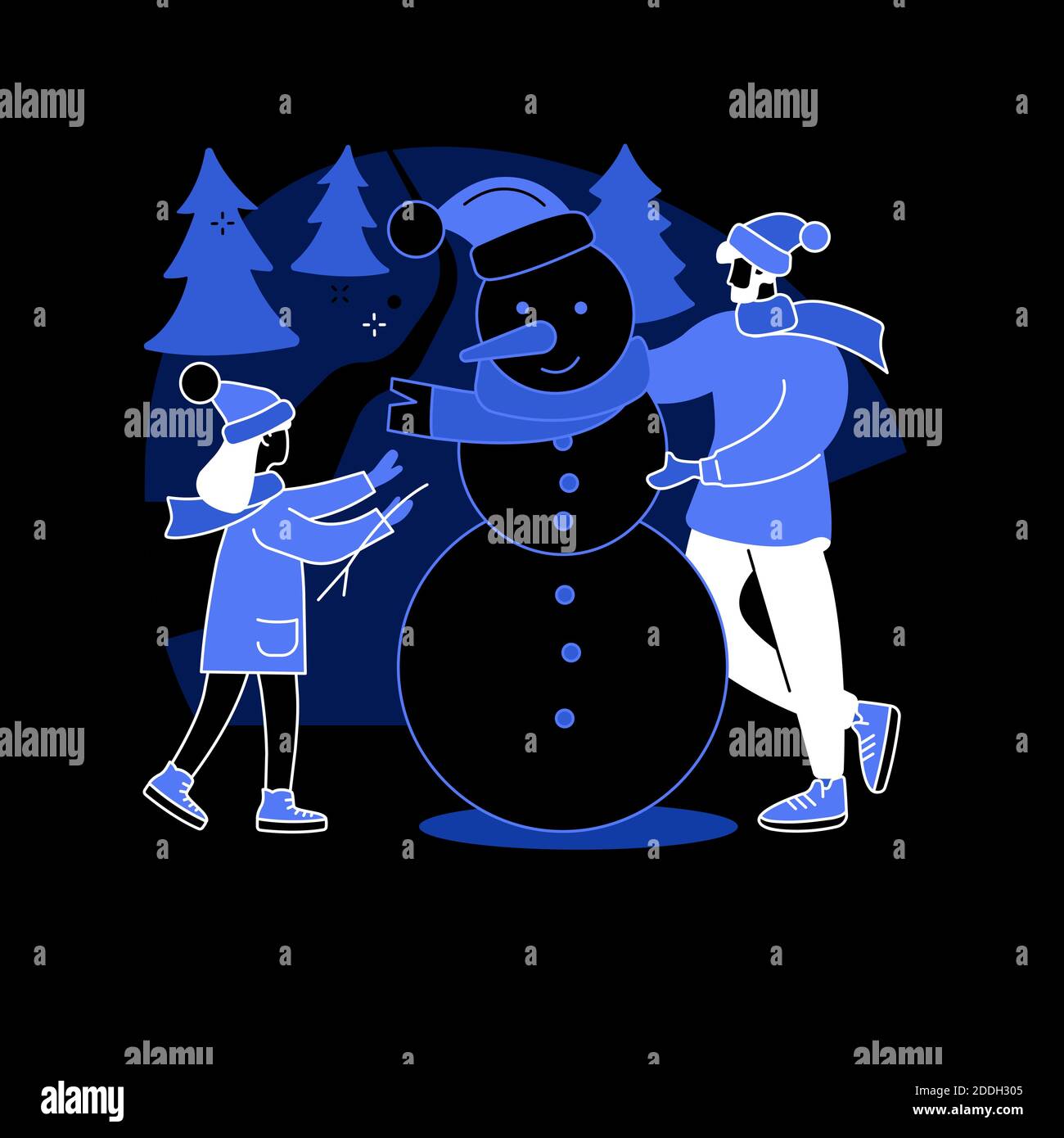 Building a snowman abstract concept vector illustration Stock Vector ...